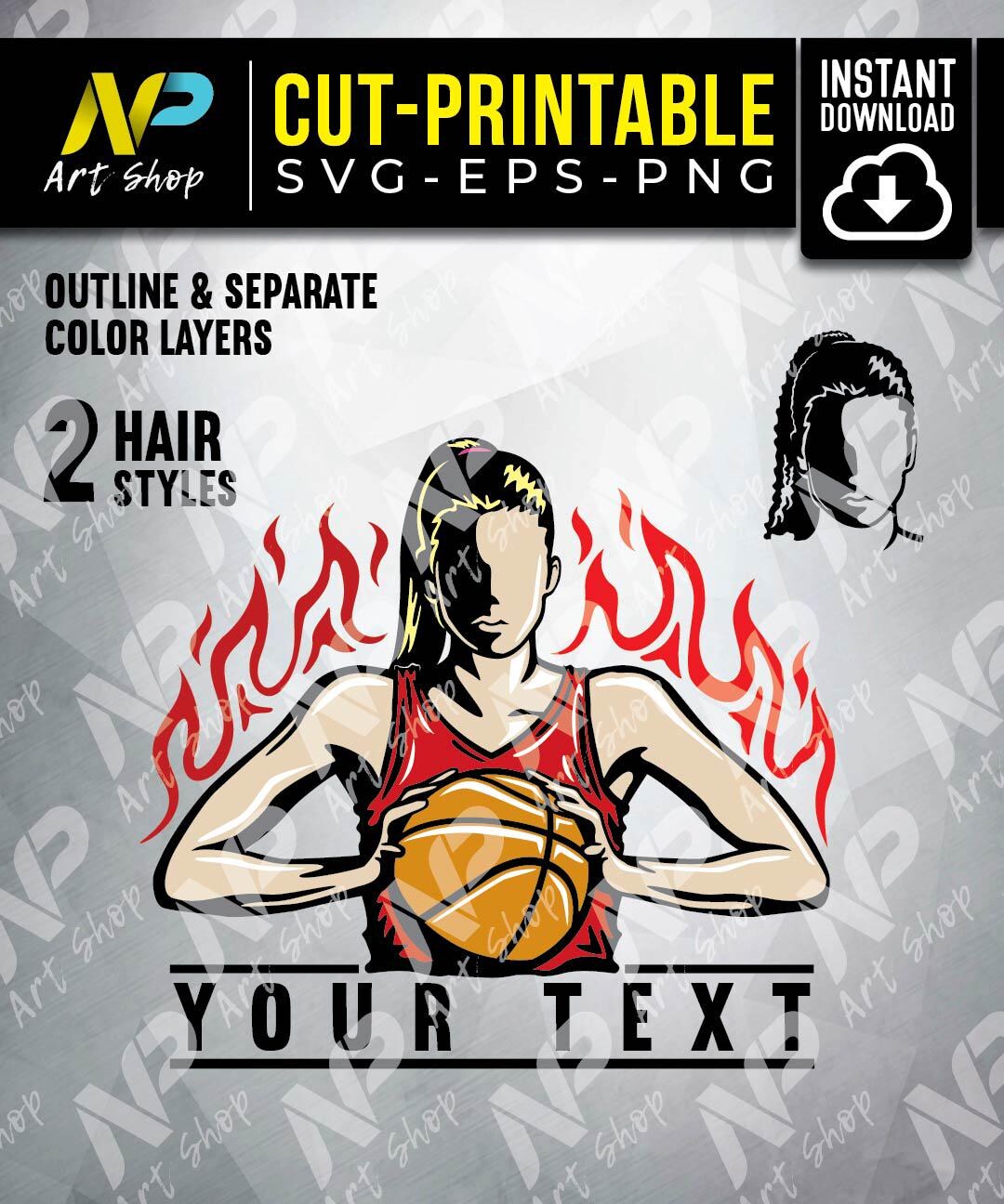Basketball Girl SVG: Ponytail, DIY Text, Cricut Cut File (digital ...