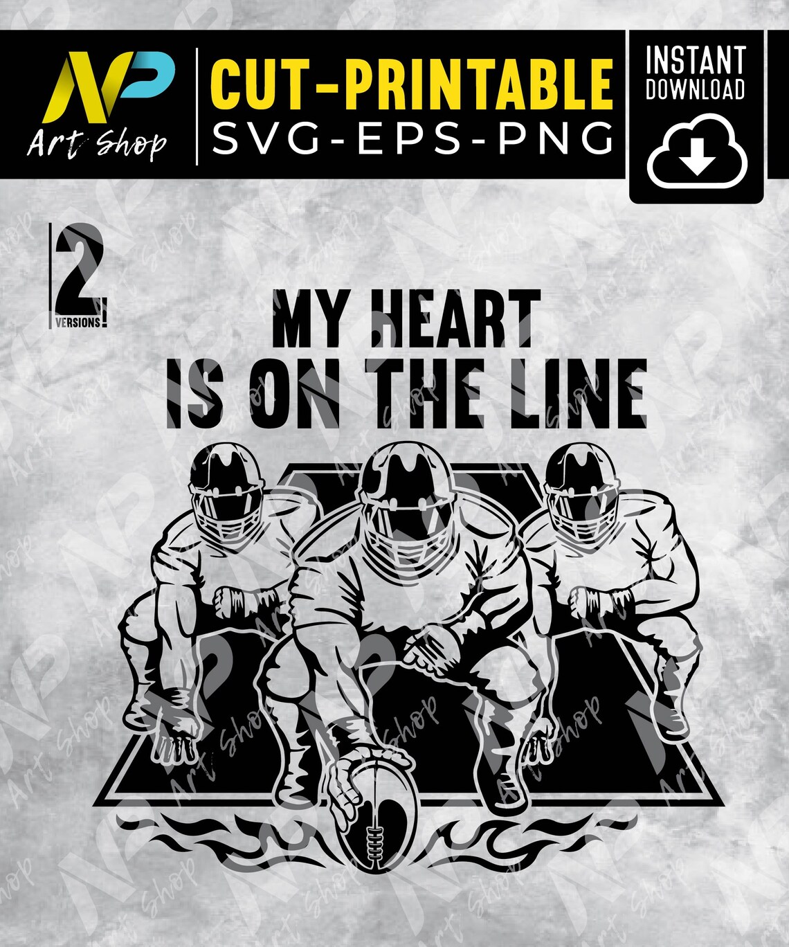 My Heart is on the Line Offensive Football Team Svg American | Etsy