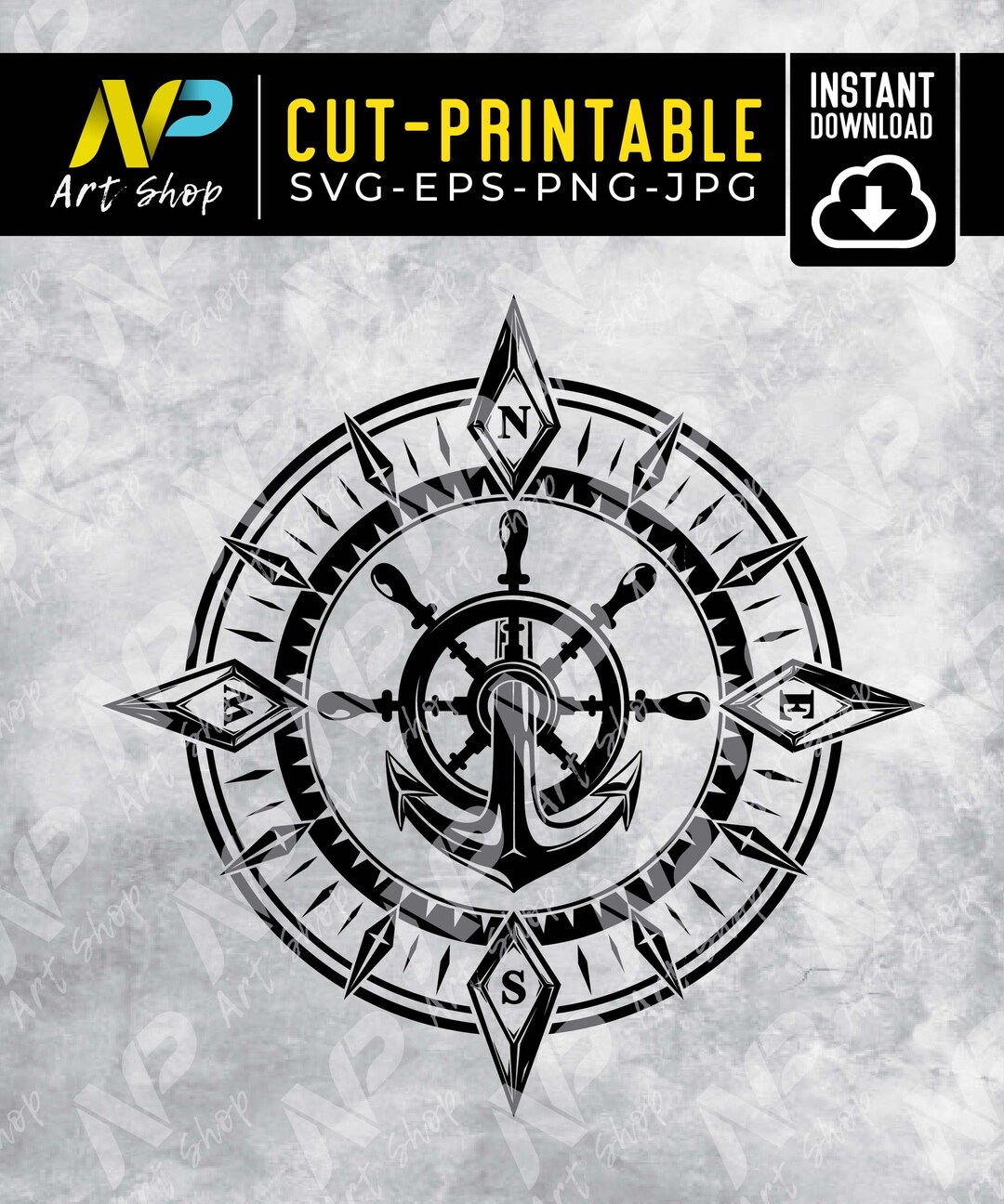 Anchor Compass SVG, Compass Svg, Ship Steering Wheels Svg, Pirates ...