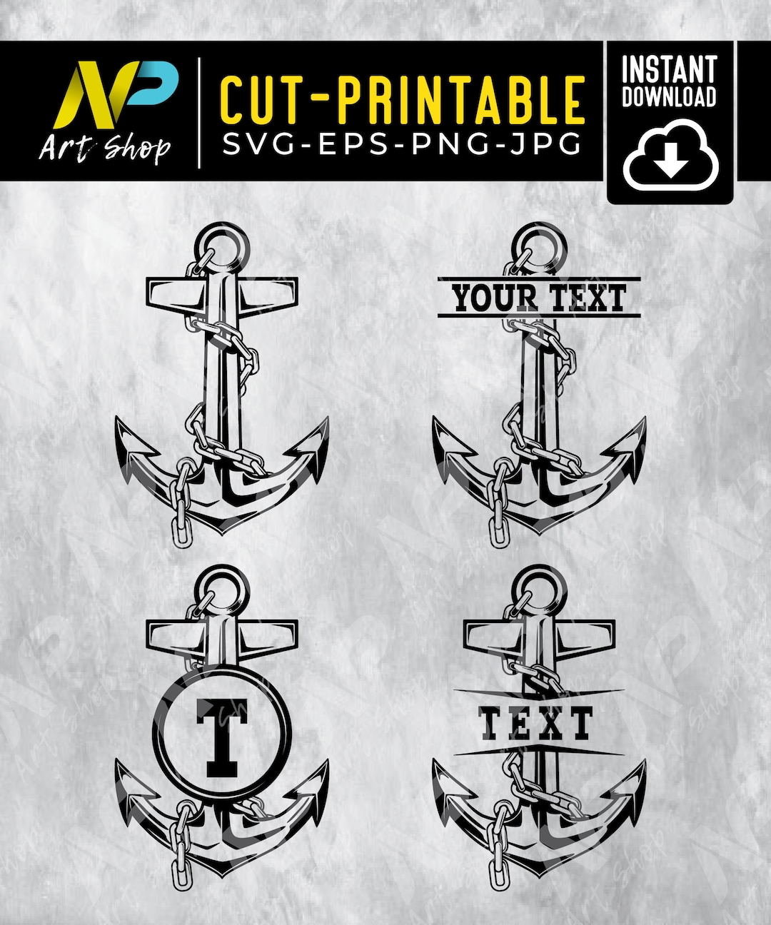Anchor SVG, Anchor Monogram Frame SVG, Ancho and Chain Svg, Anchor ...
