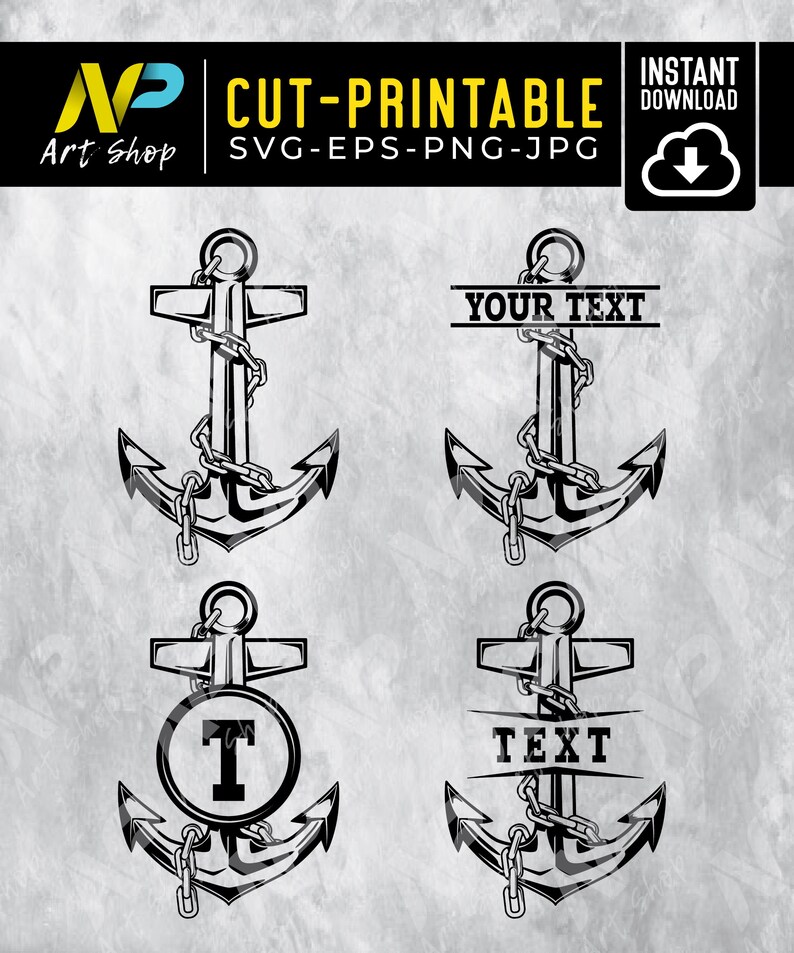 Anchor SVG Anchor Monogram Frame SVG Ancho and Chain Svg | Etsy
