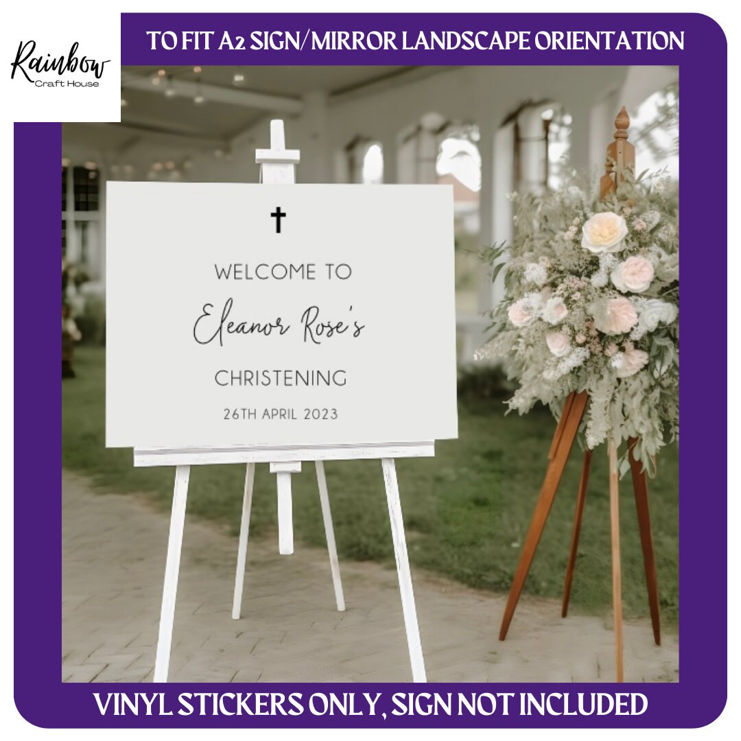 Christening Welcome Sign Vinyl Label Only / DIY Welcome Sign ...