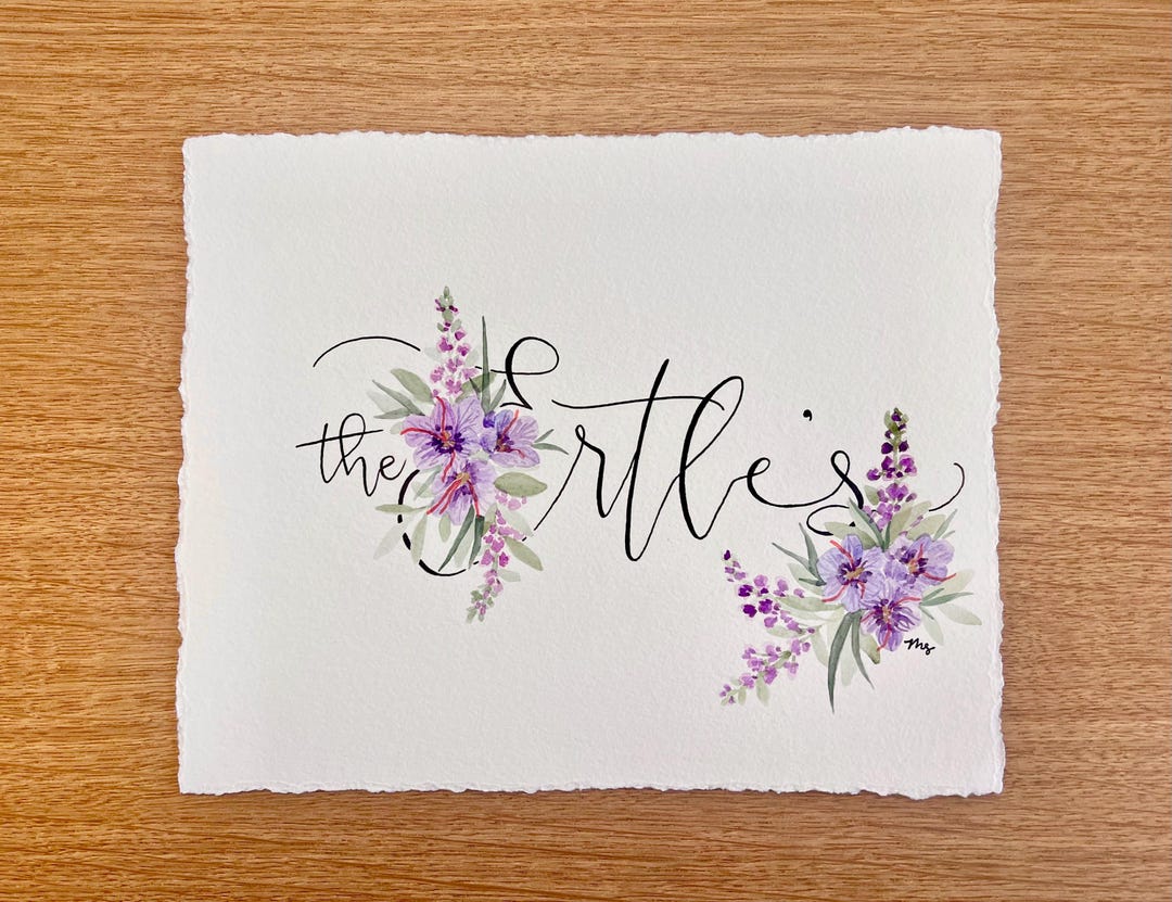 Custom Floral Watercolor Last Name Art: Personalized Family Name Gift ...