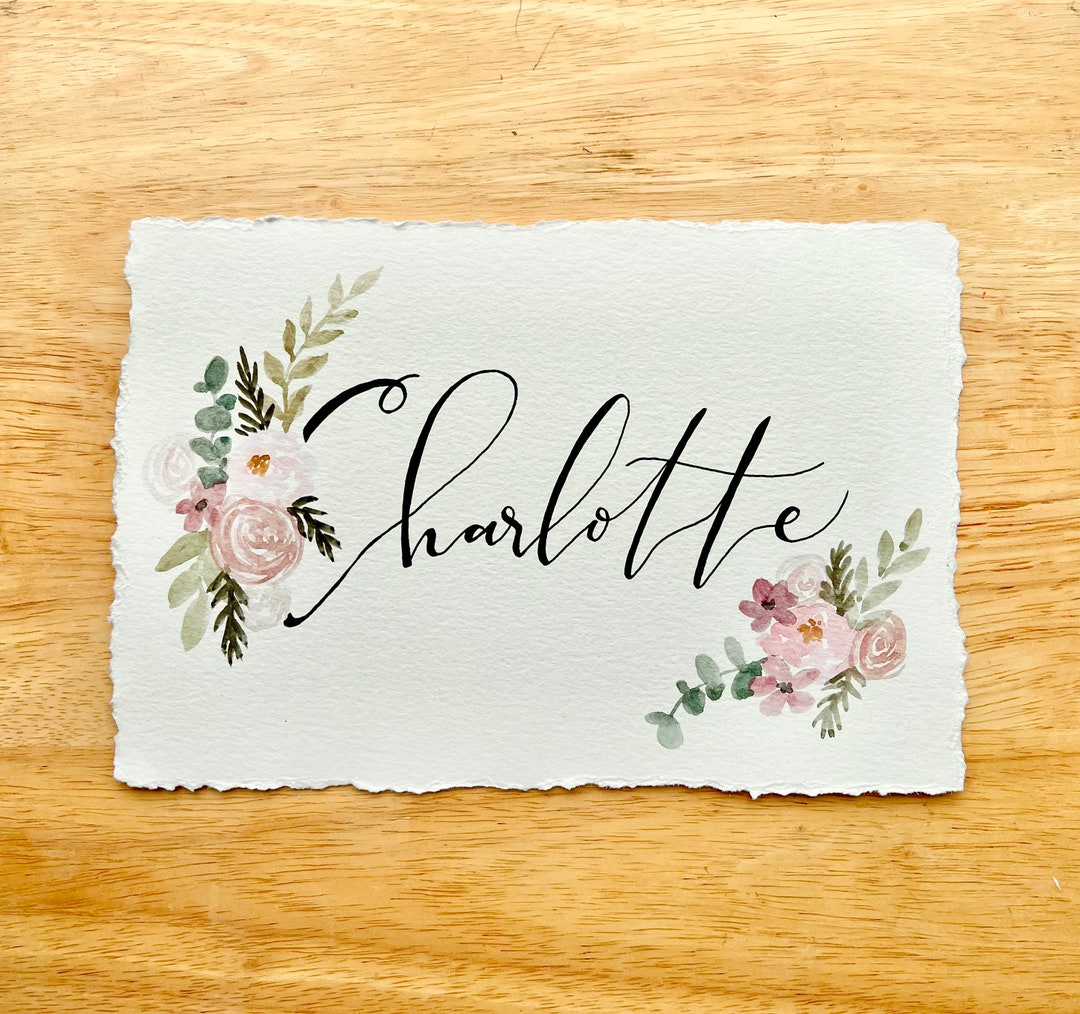 CUSTOM Floral Name Art | Personalized Watercolor Art | Painted Name Art ...