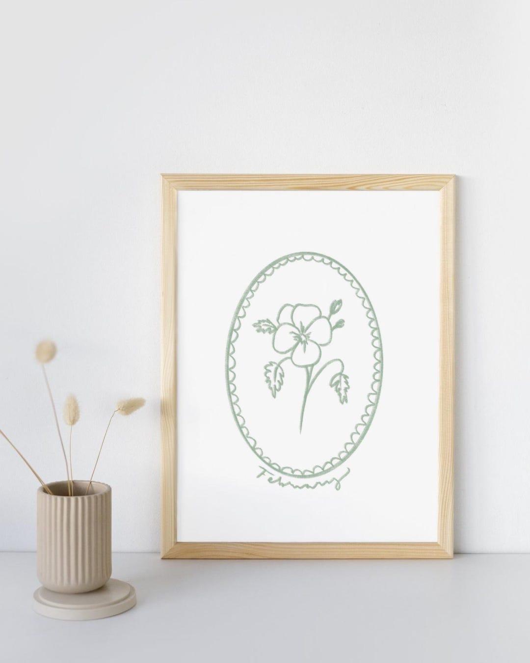 Violet February Birth Flower Print: Simple Floral Outline (digital ...
