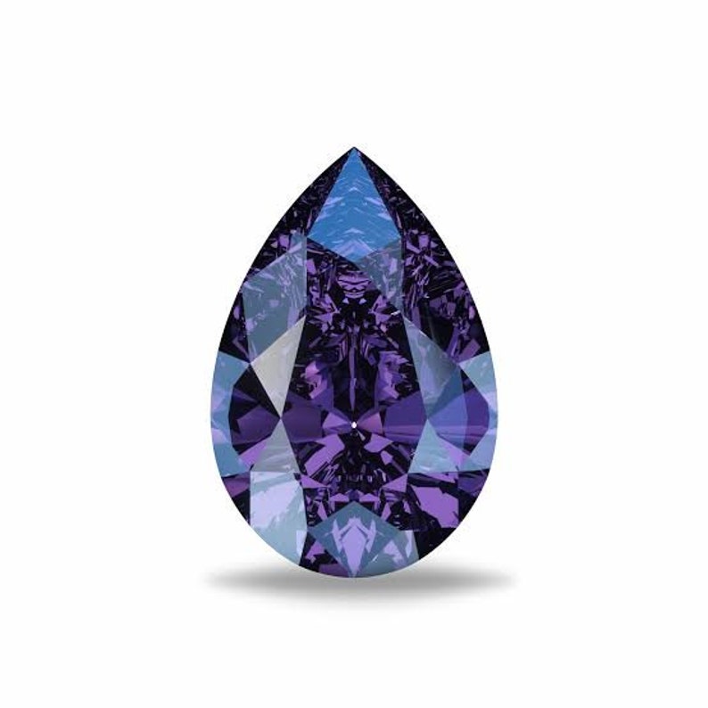 Pear Cut Lab Grown Alexandrite Faced Loose Gemstone Color Changing Lab ...