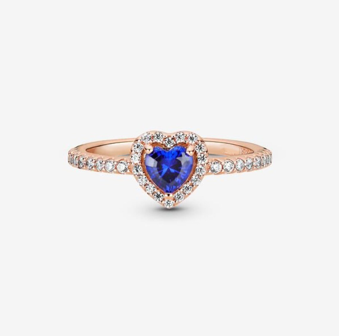 Pandora Sparkling Blue Elevated Heart Ring Rose Gold Fashion - Etsy