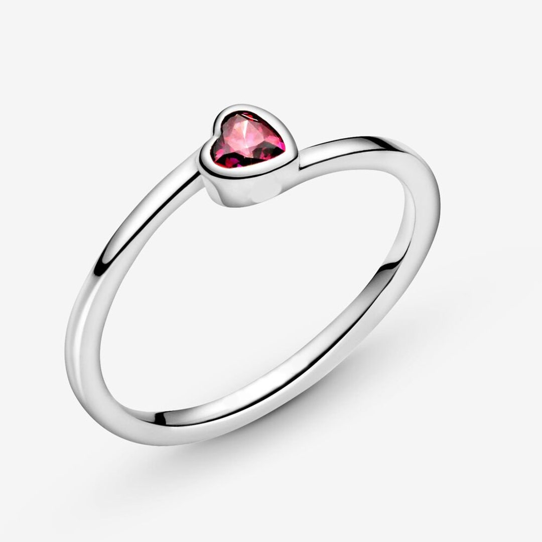 Princess Red Tilted Heart Solitaire Ring Fashion Women Jewelry Ring for ...