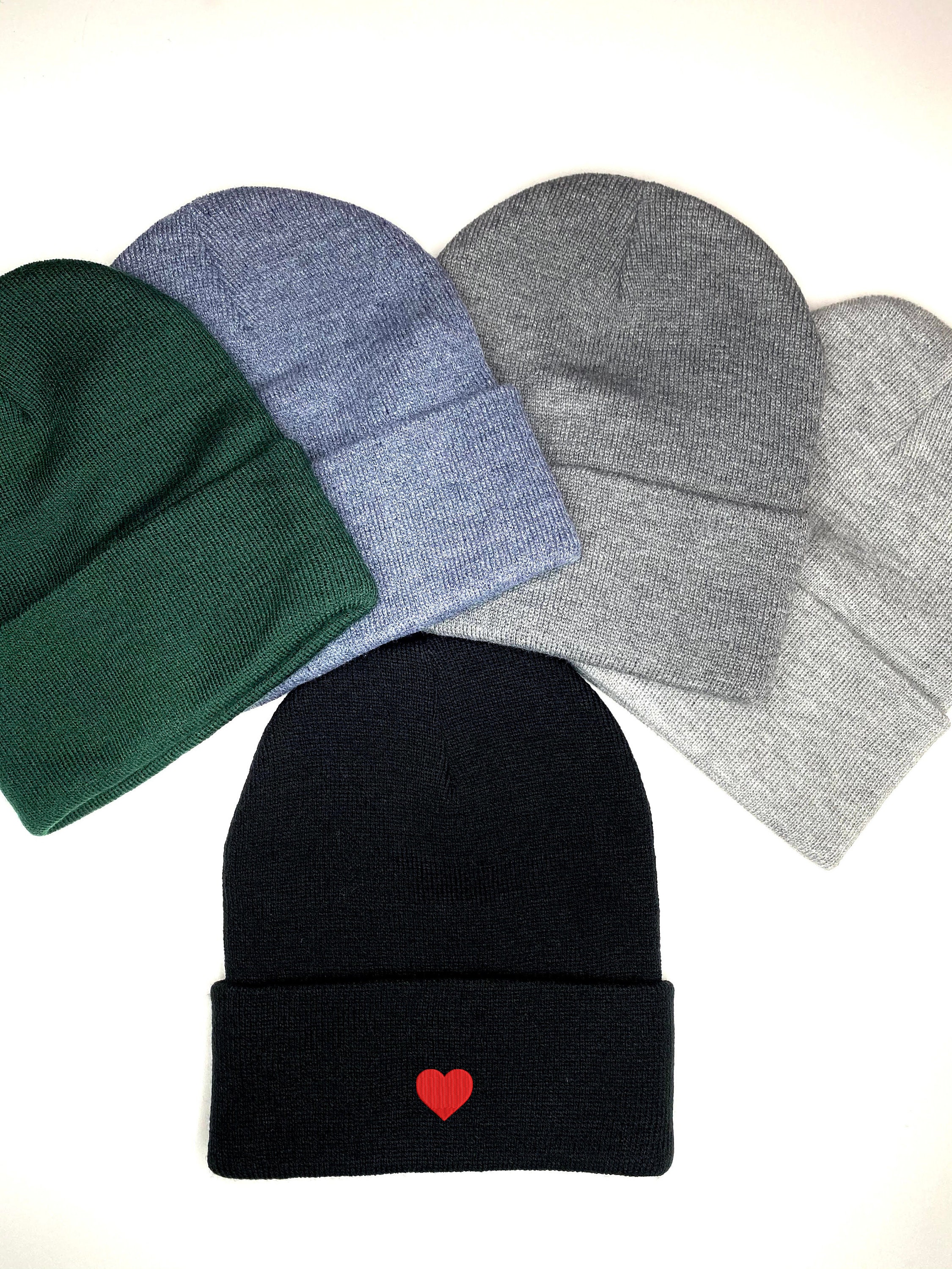 Heart Embroidered Beanie Love Embroidered Beanie - Etsy Singapore