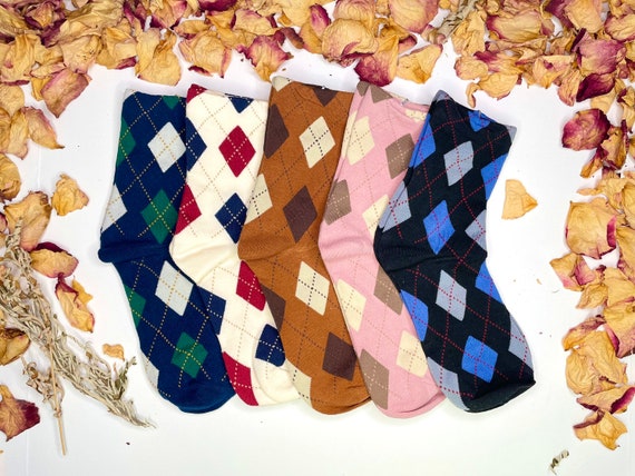 High Ankle Socks Diamond Pattern Socks Cute Socks Socks - Etsy