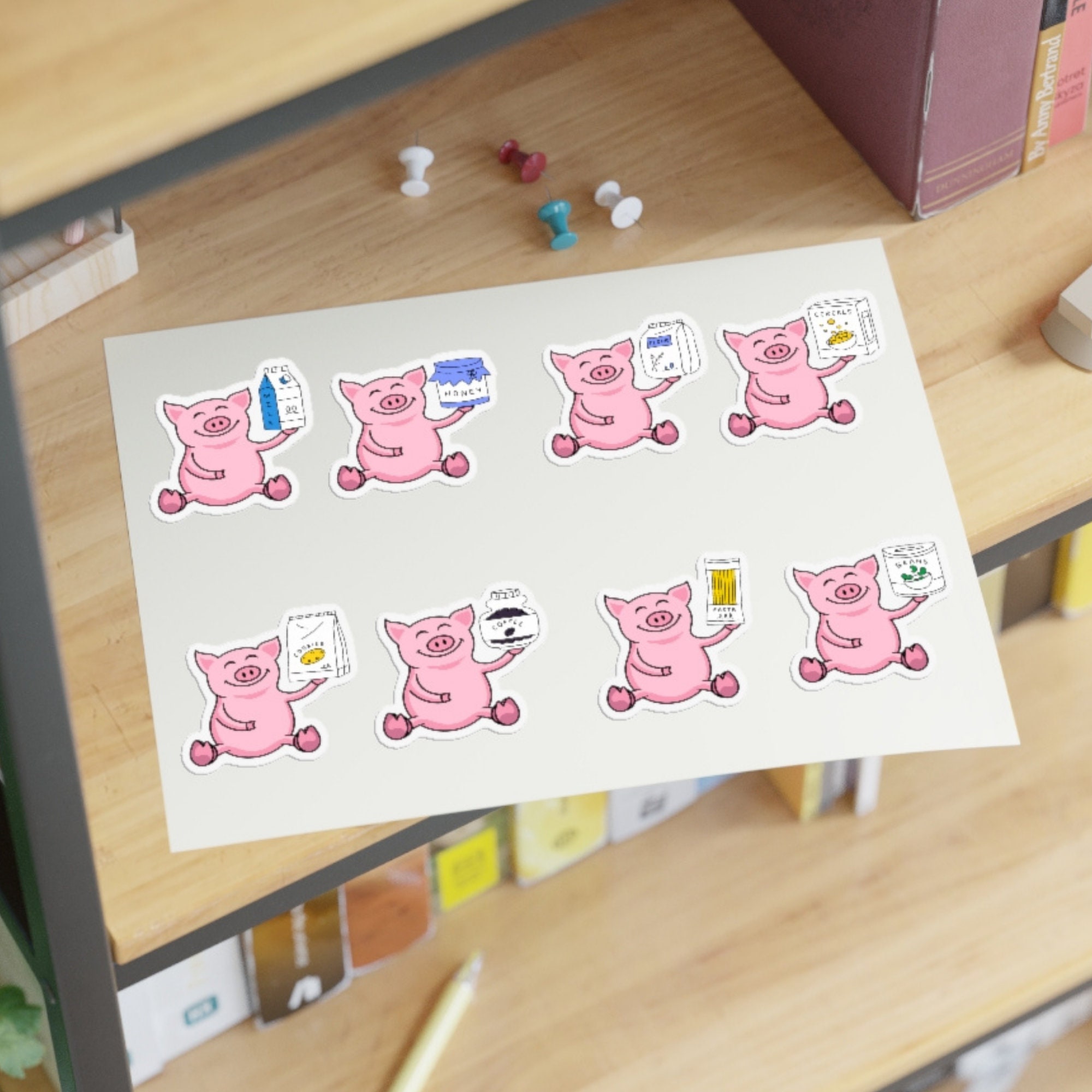 Fun Kitchen Pig Sticker Sheet 1 Sheet With 8 Stickers White or ...