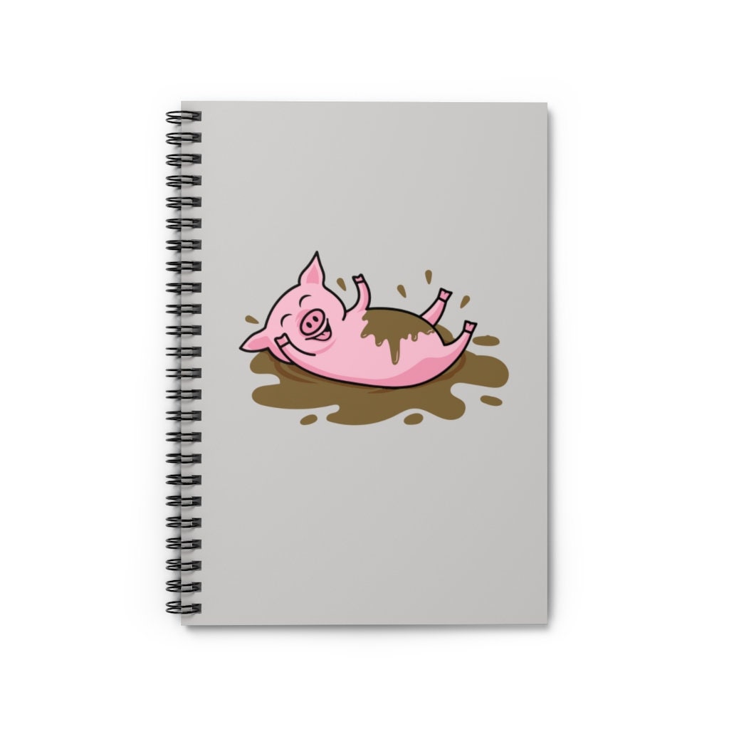 Pig in Mud Spiral Lined Notebook, Fun Pig Lovers Journal Gift Idea - Etsy
