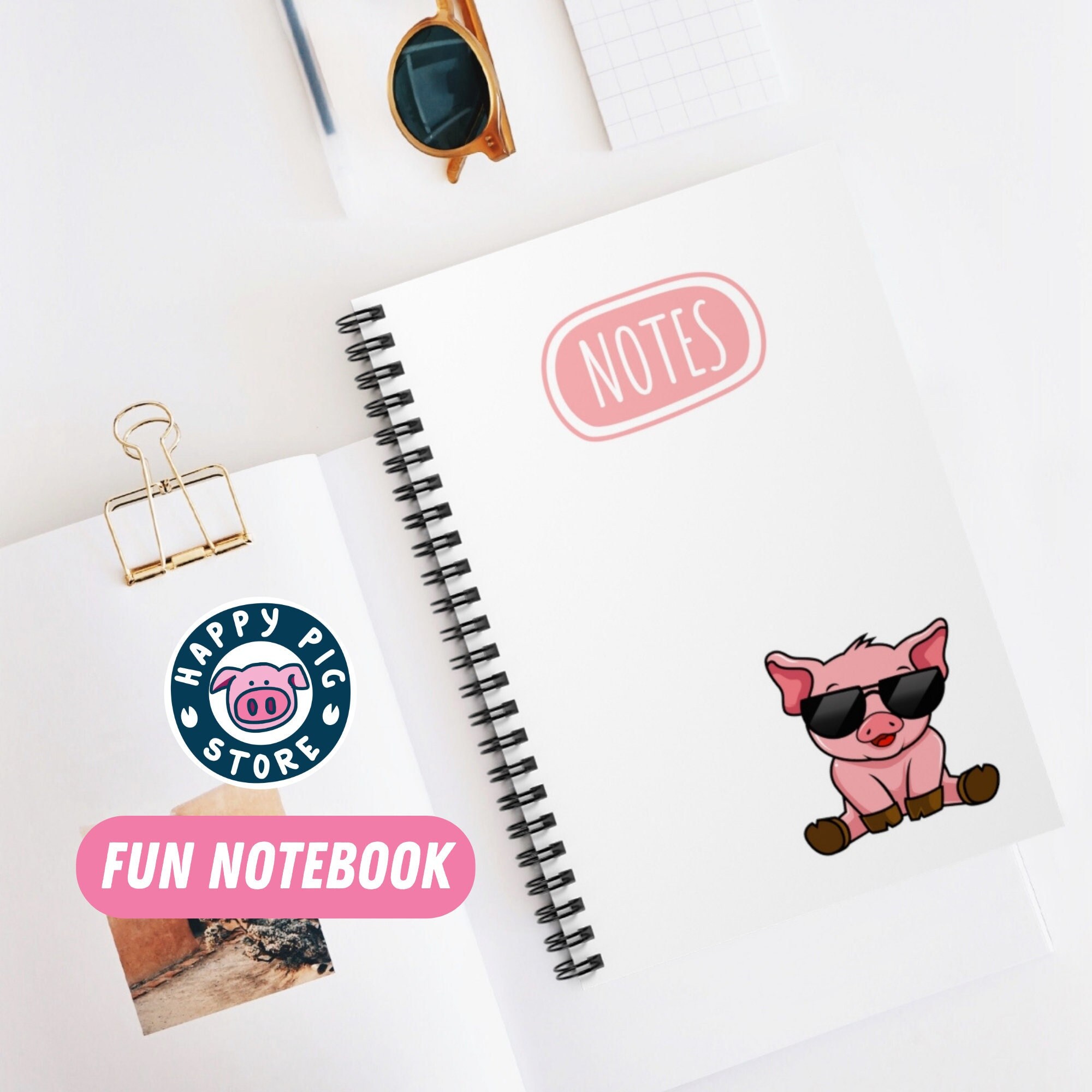 Cute Piglet Spiral Notebook, Cute Pig Lovers Journal, Fun Piggy Gift ...