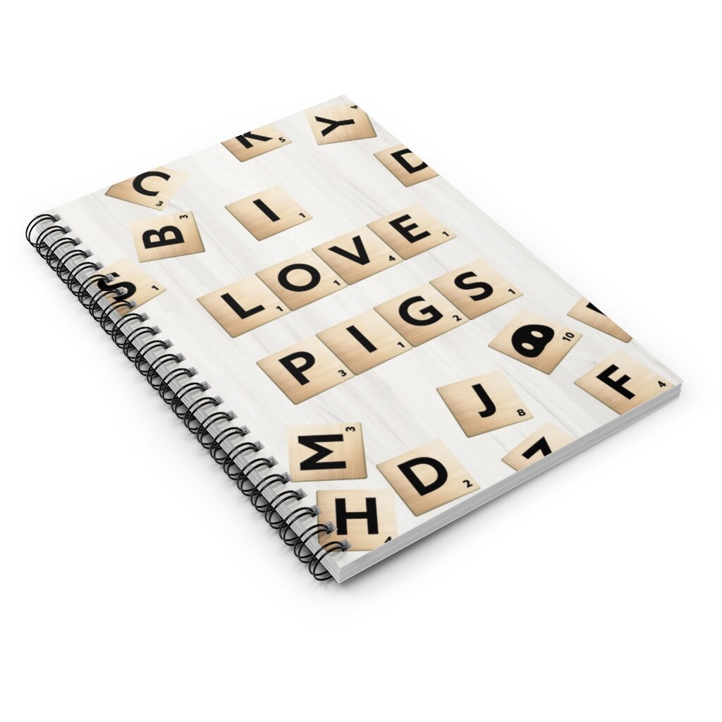 Pig Scrabble Spiral Notebook Fun Pig Lovers Notebook Piggy - Etsy