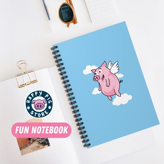 Flying Pig Spiral Notebook Cute Piggy Gift Journal | Etsy