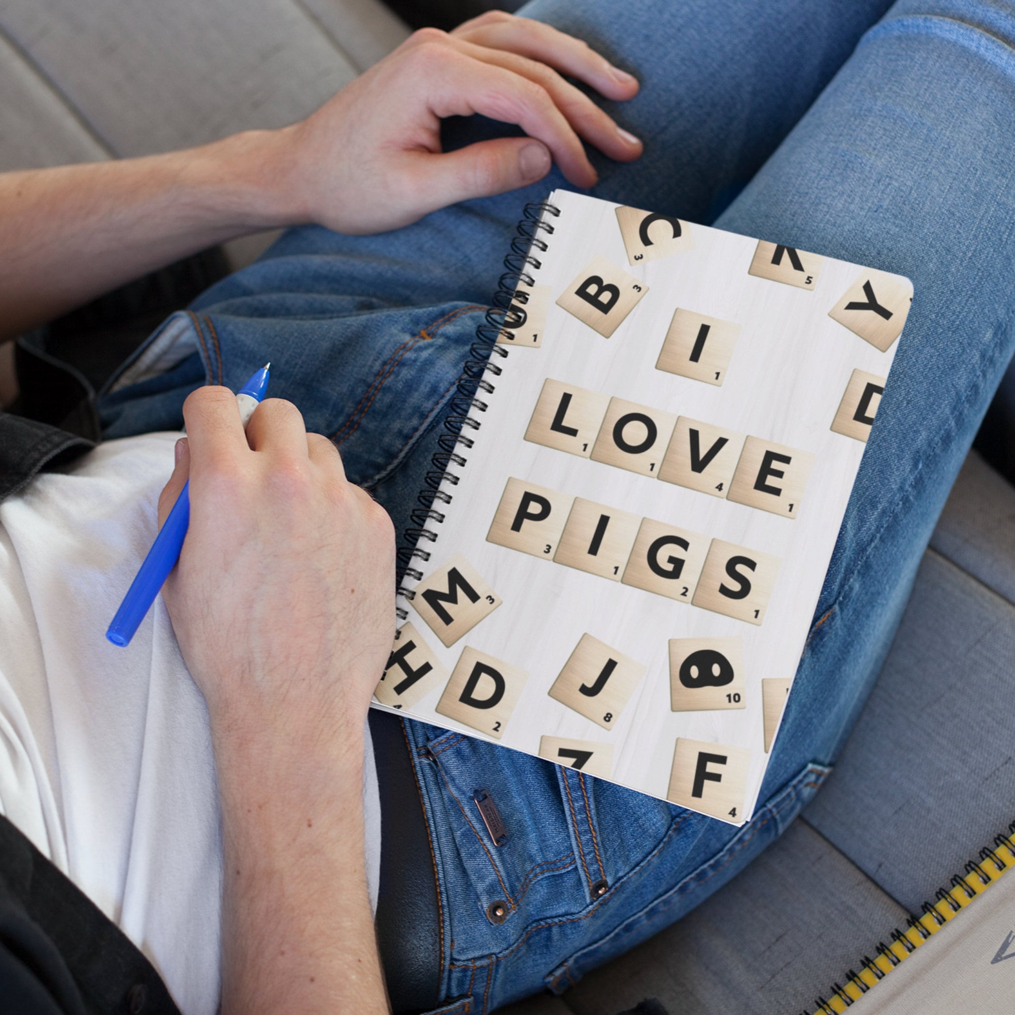 Pig Scrabble Spiral Notebook Fun Pig Lovers Notebook Piggy - Etsy