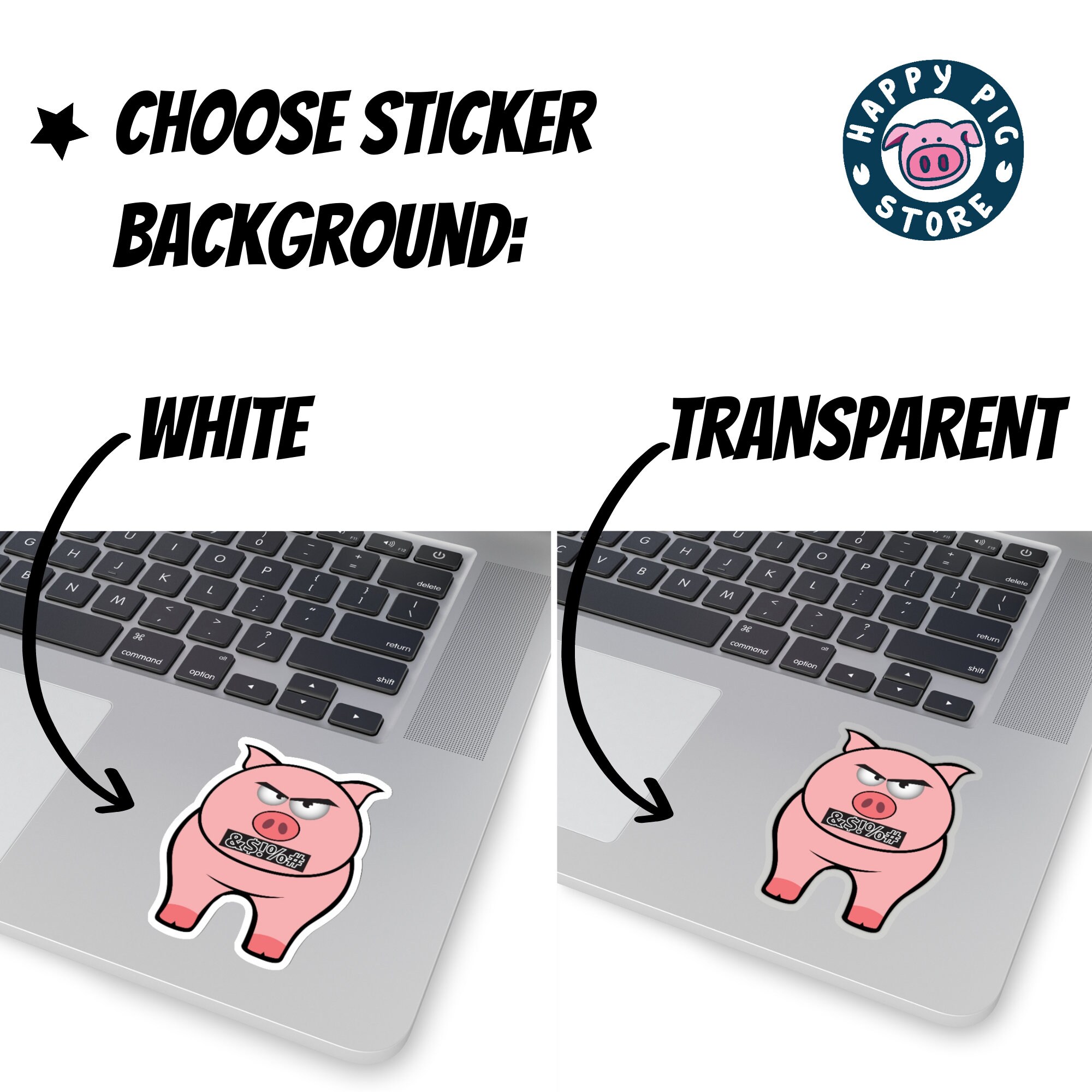 Angry Pig Sticker, Multiple Sizes Available, Upset Animal Decal - Etsy