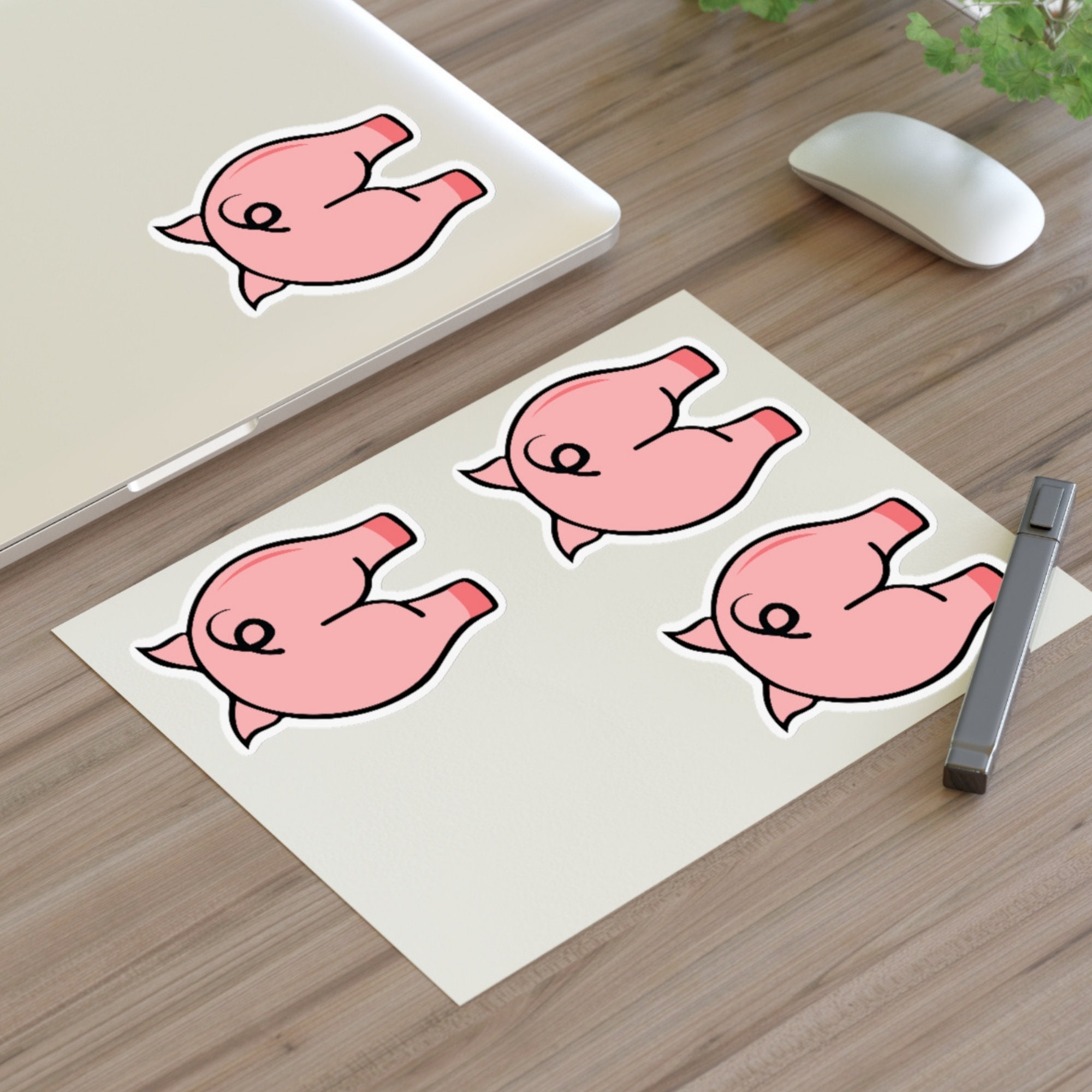 Cute Pig Butt Sticker Sheet 4 Stickers White or - Etsy