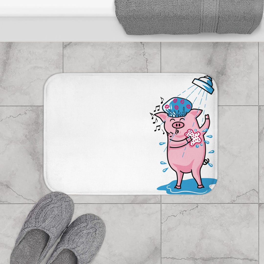 Cute Pig Bath Mat - Fun Bathroom Decor, Gift for Animal Lovers, Kids ...