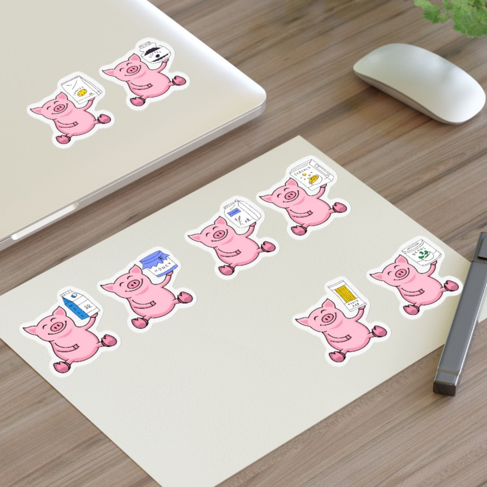 Fun Kitchen Pig Sticker Sheet 1 Sheet With 8 Stickers White or ...