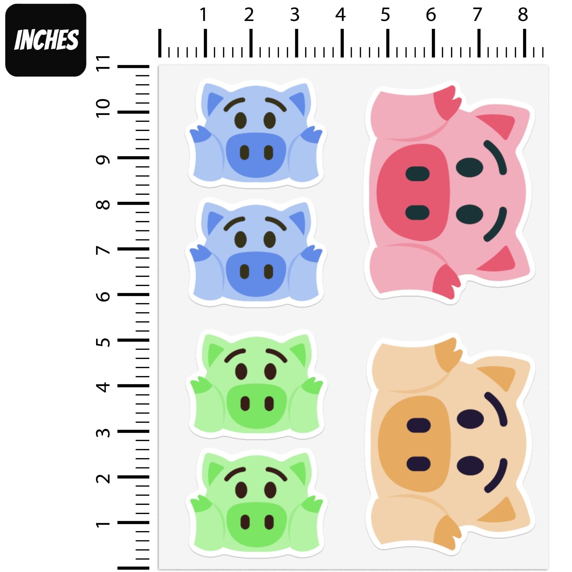 Fun Pig Emoji Sticker Sheet 6 Stickers, 4 Colors White or Holographic ...