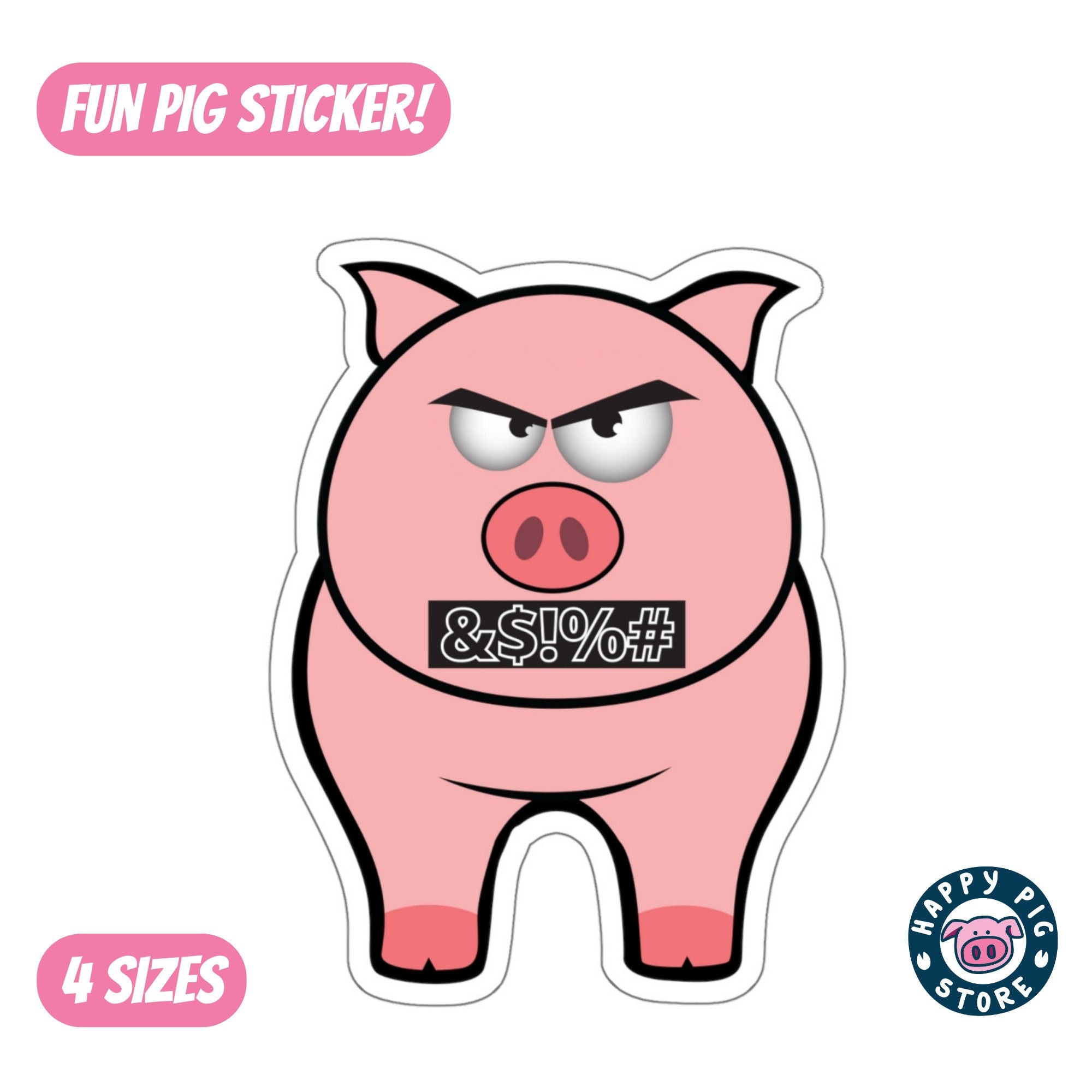 Angry Pig Sticker, Multiple Sizes Available, Upset Animal Decal - Etsy