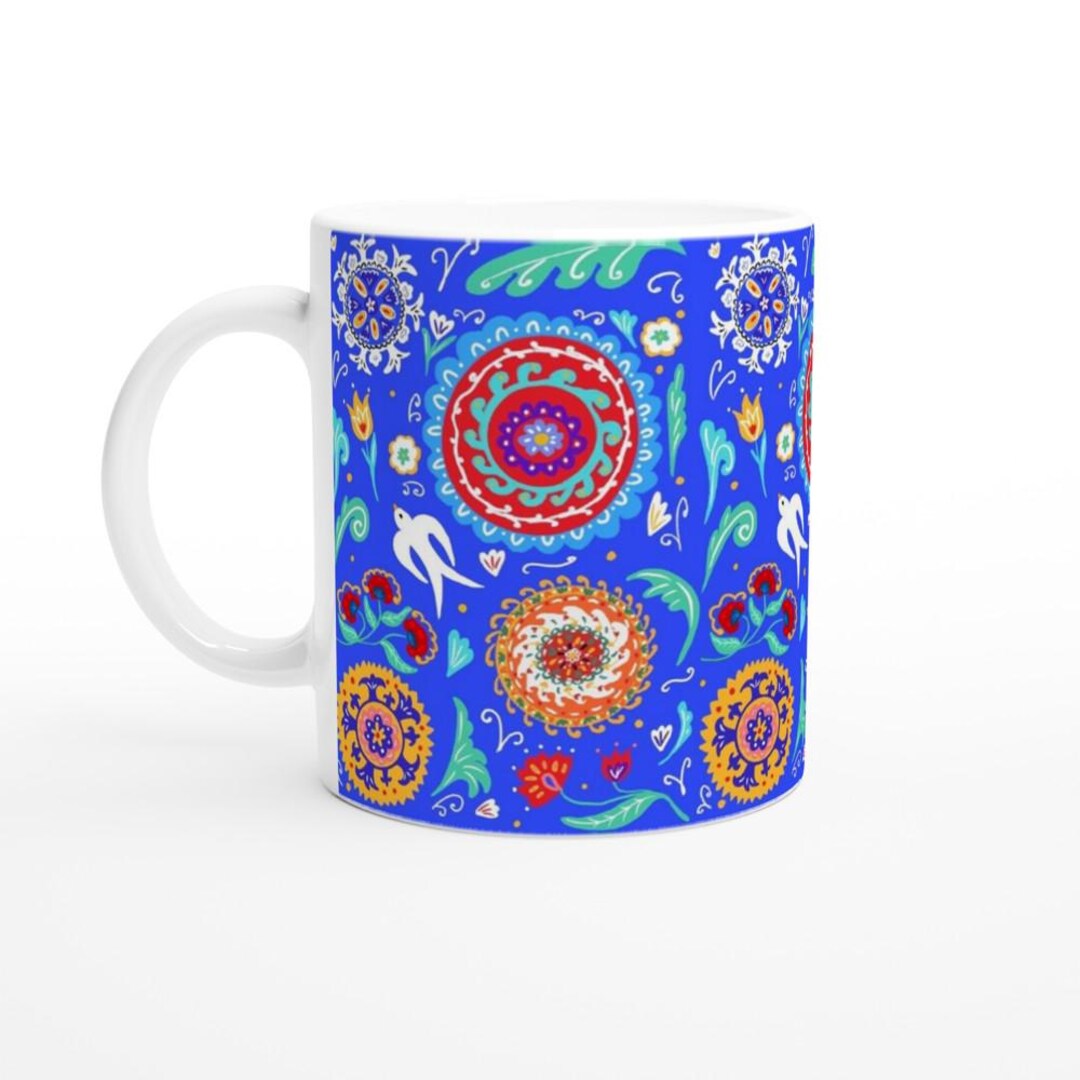 Central Asian Design White 11oz Ceramic Mug, Kazakh, Kazakhstan ...