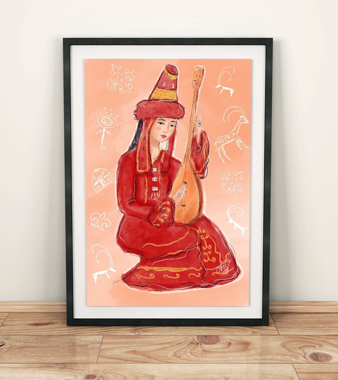 Ethnic Kazakh Woman, Dombyra, Dombra, Instrument, Music, Tengri, A4 (21 ...