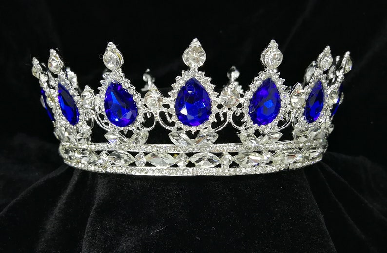 Crystal Rhinestone Crown- Royal Blue /silver/emerald/purple/chunky ...