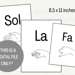 Solfege Posters for Choir Classroom, Solfege Hand Signs, Black and ...
