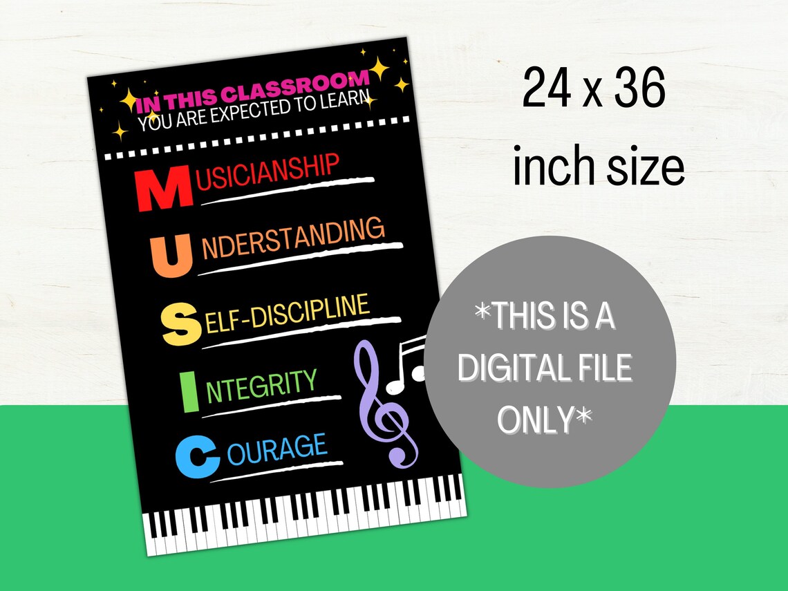 MUSIC Classroom Poster, Music Classroom Decor, Music Room Wall Art ...