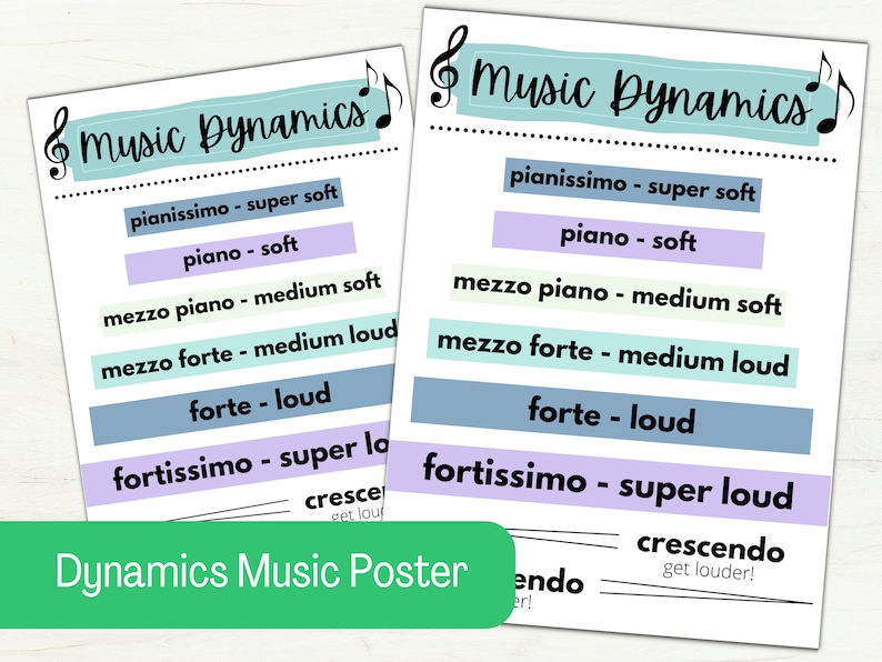 Dynamics Poster for Music Classroom, Blue and Purple Choir Band ...