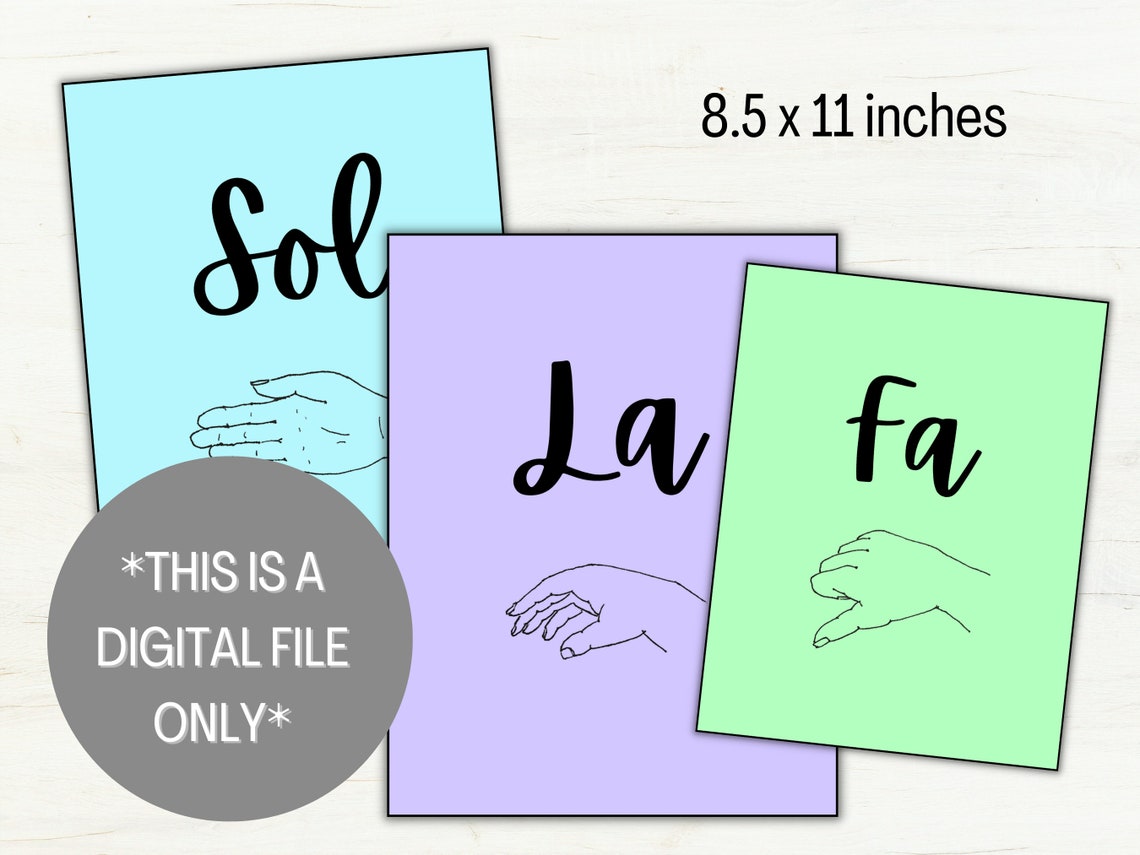 Solfege Posters for Choir Classroom, Solfege Hand Signs, Pastel Rainbow ...