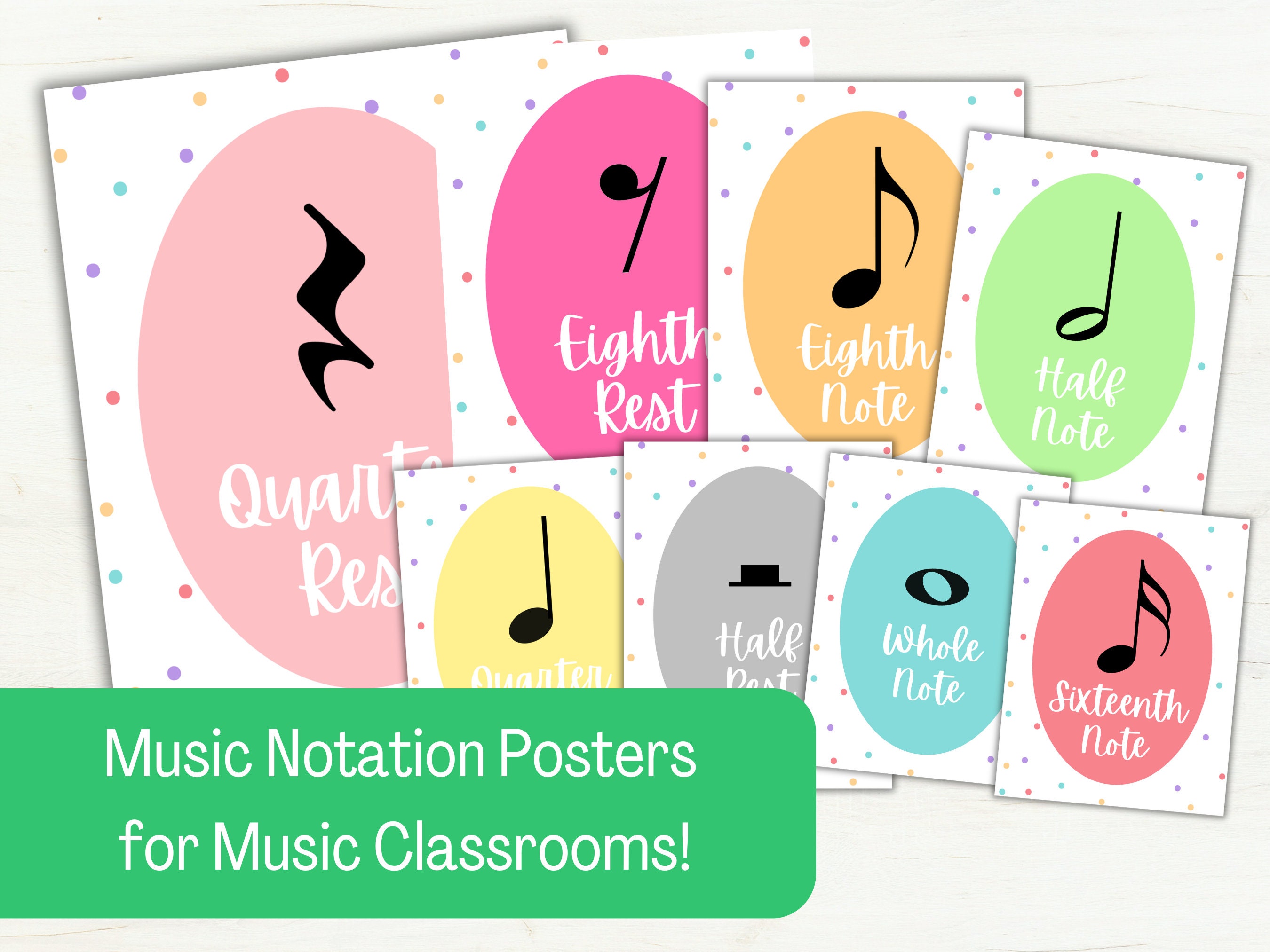 Music Notes and Rests Posters, Music Notation Posters, Choir Poster ...