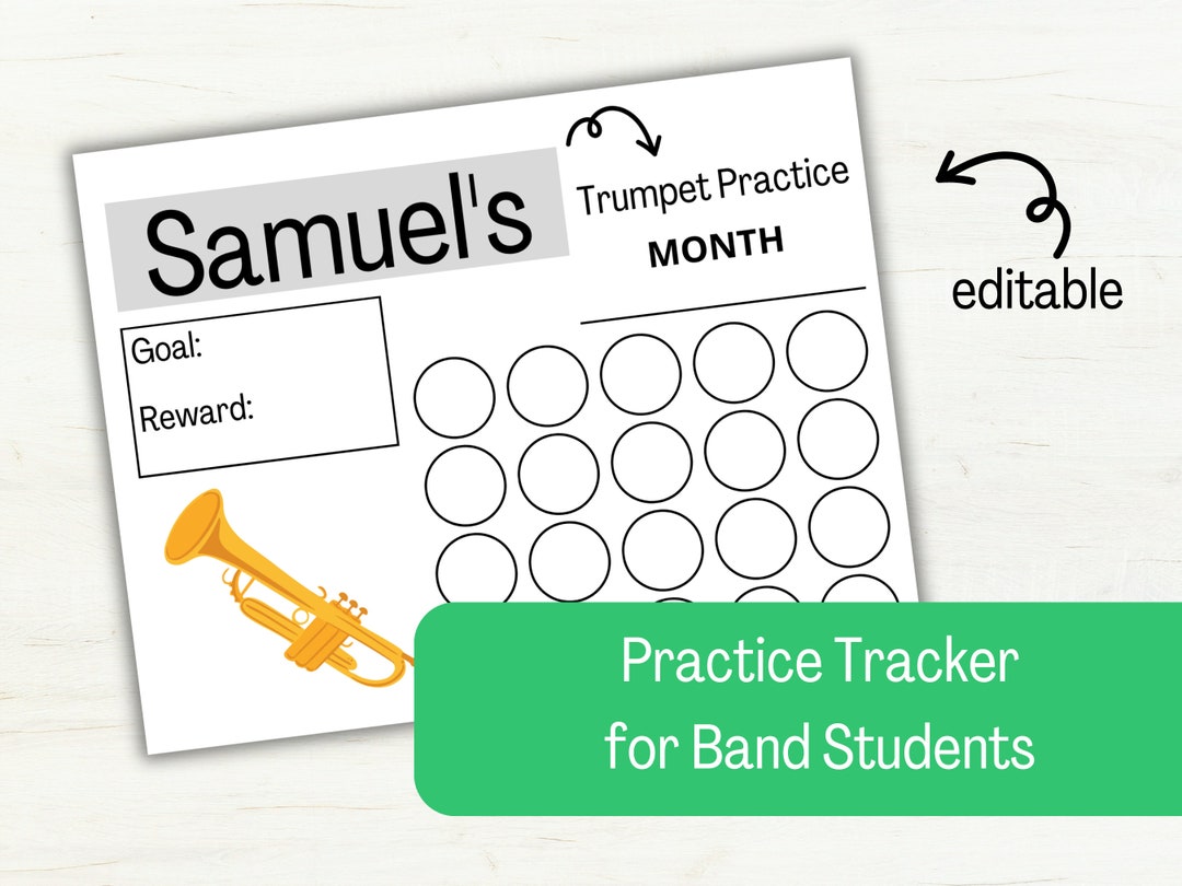 Band Practice Tracker, Practice Chart, Music Practice Chart, Printable ...