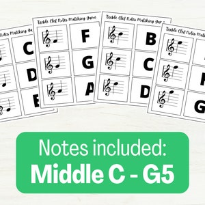 Note Matching Game, Treble Clef Music Flashcards, Digital Download ...