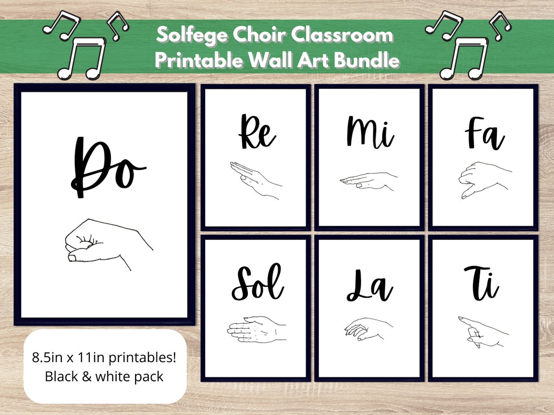 Solfege Posters for Choir Classroom Black and White Do Re Mi - Etsy