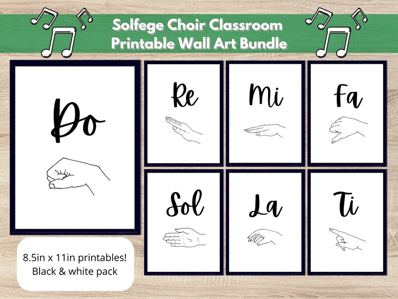 Solfege Posters for Choir Classroom Black and White Do Re Mi - Etsy