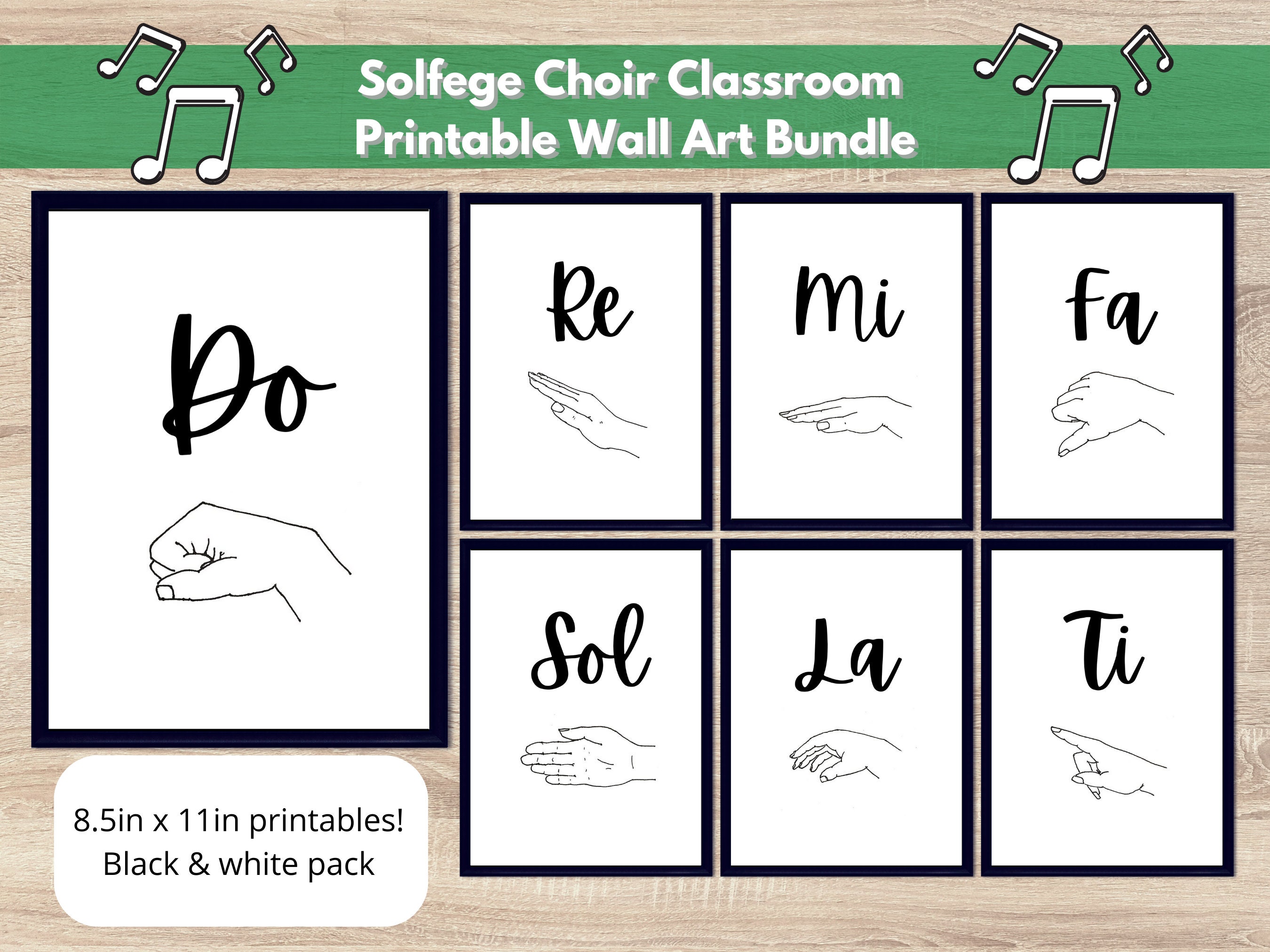 Solfege Posters for Choir Classroom Black and White Do Re Mi - Etsy