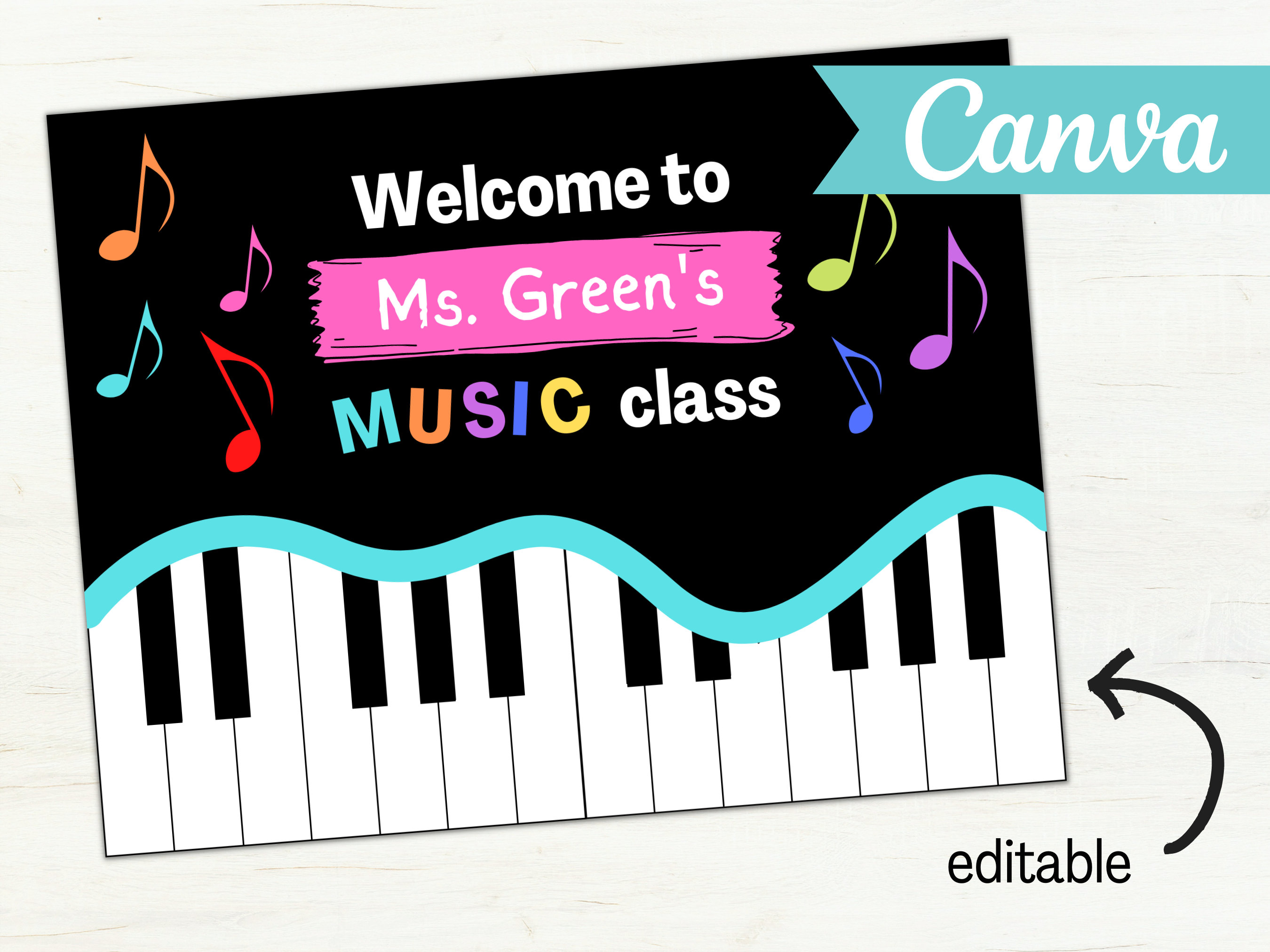 Music Classroom Sign, Editable Music Teacher Poster, Digital Print - Etsy