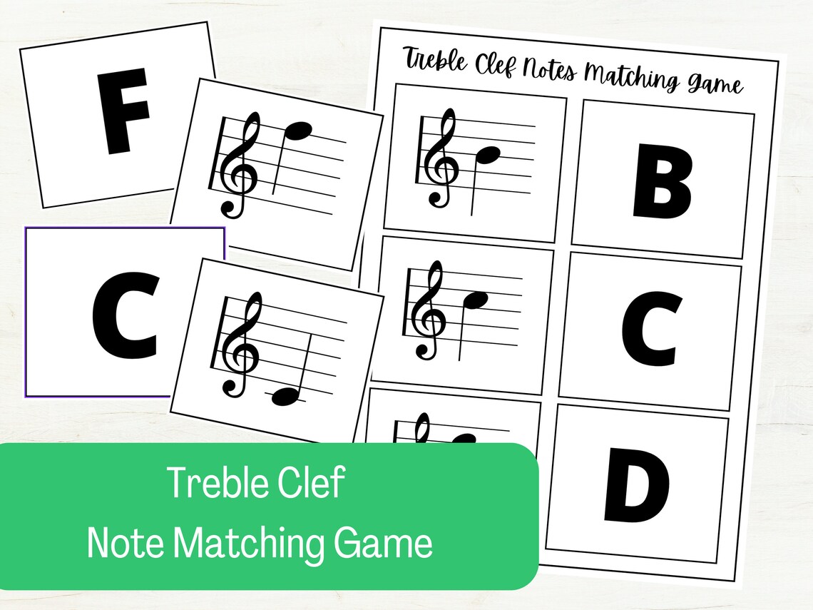 Note Matching Game, Treble Clef Music Flashcards, Digital Download ...