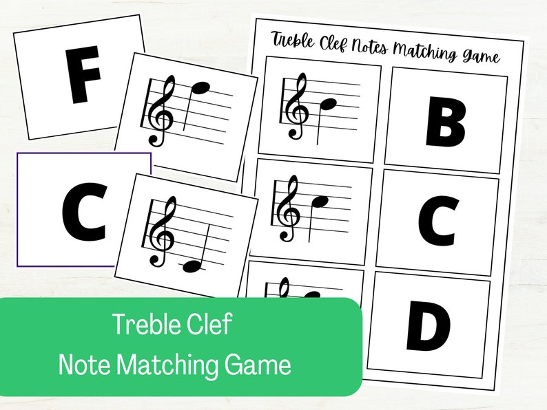 Note Matching Game, Treble Clef Music Flashcards, Digital Download ...