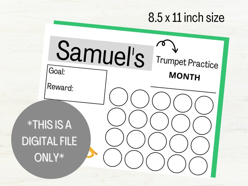 Band Practice Tracker, Practice Chart, Music Practice Chart, Printable ...