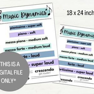 Dynamics Poster for Music Classroom, Blue and Purple Choir Band ...