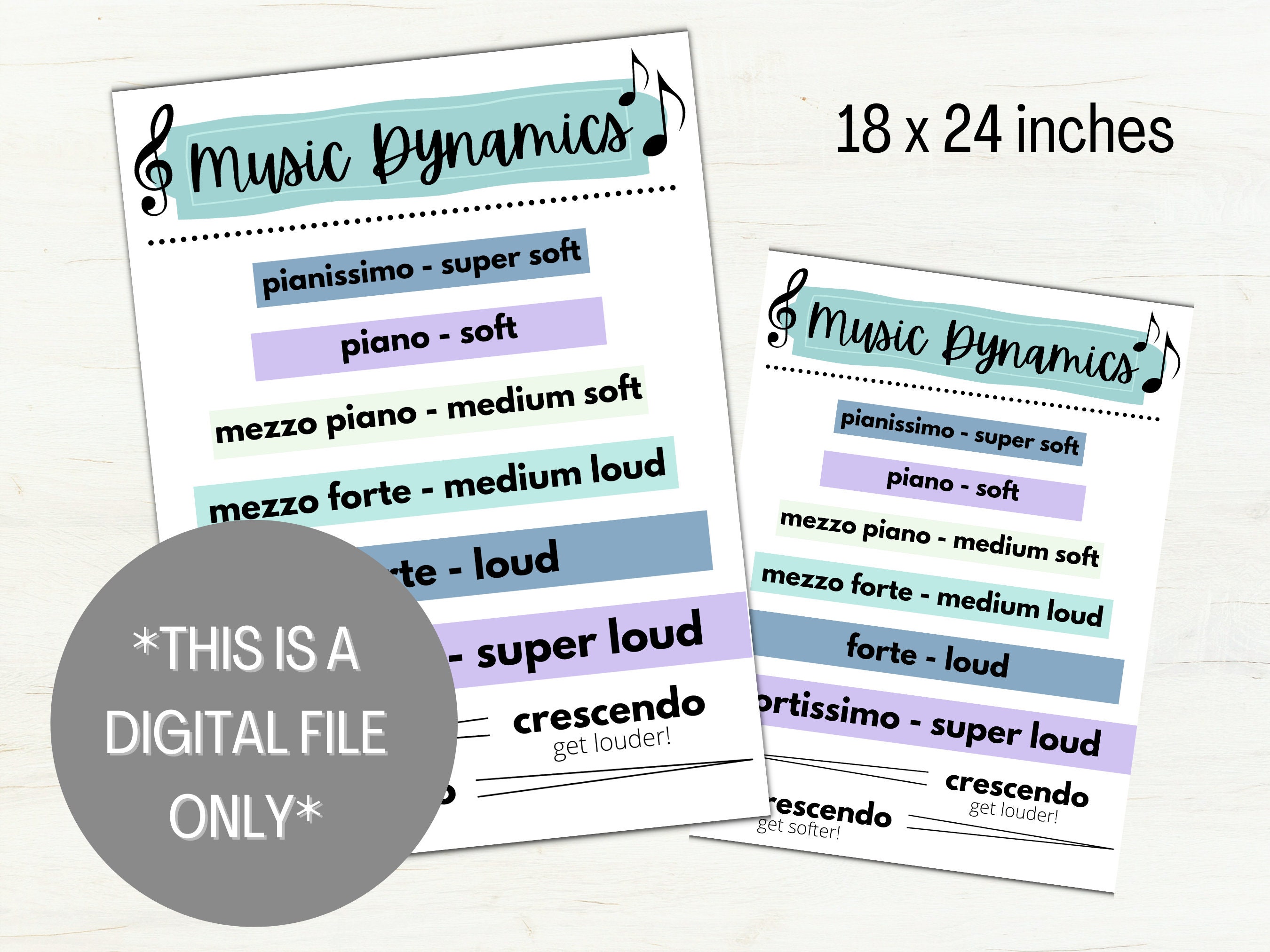 Dynamics Poster for Music Classroom, Blue and Purple Choir Band ...