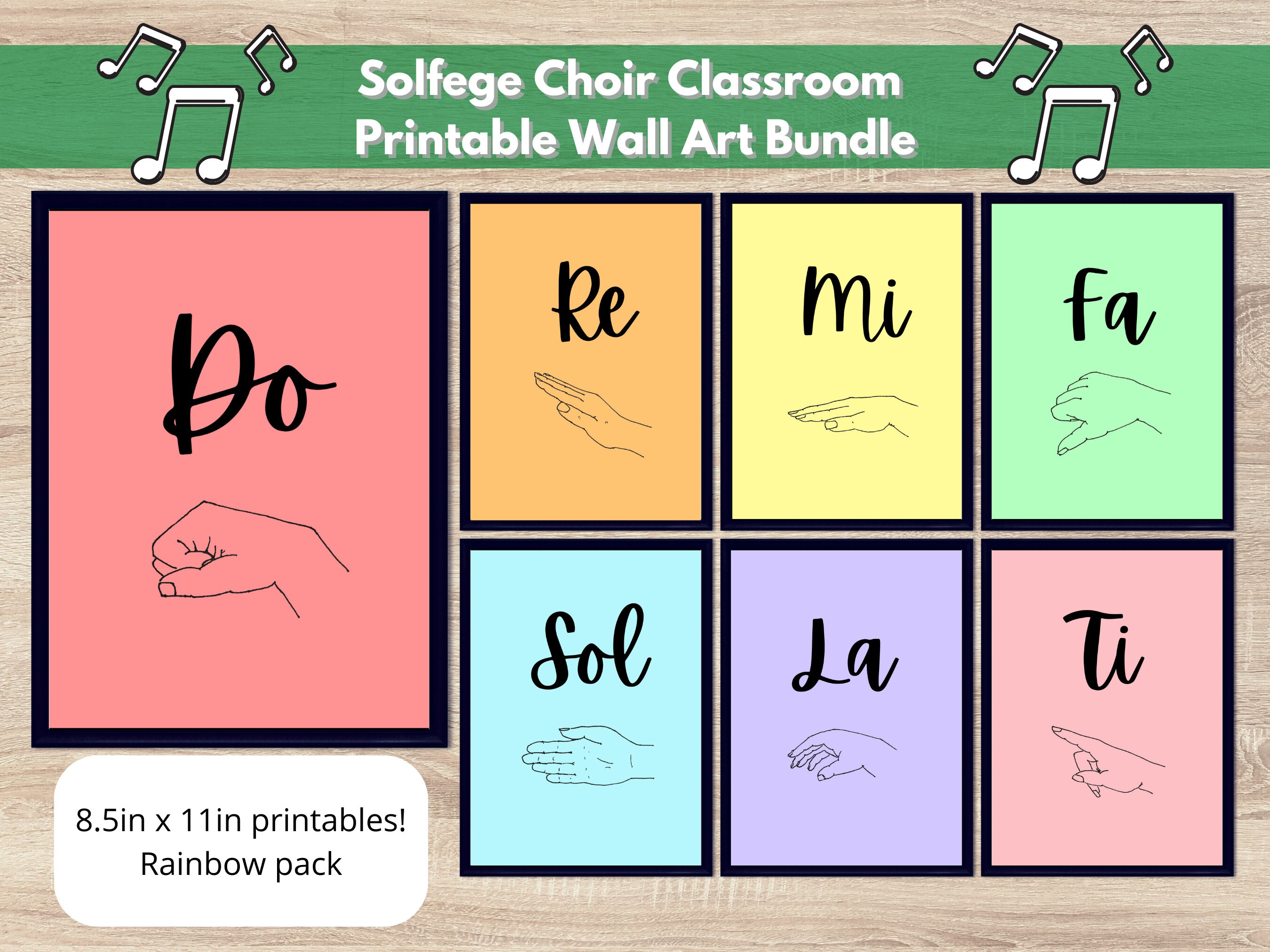 Solfege Posters for Choir Classroom Pastel Rainbow Do Re Mi - Etsy