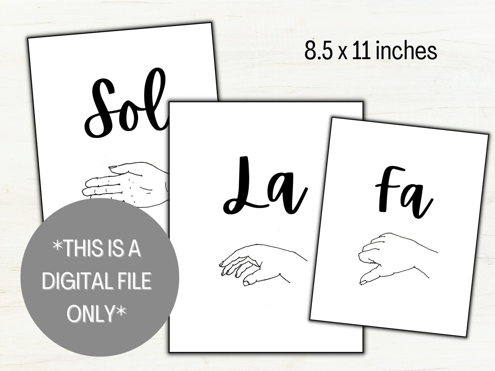 Solfege Posters for Choir Classroom, Solfege Hand Signs, Black and ...