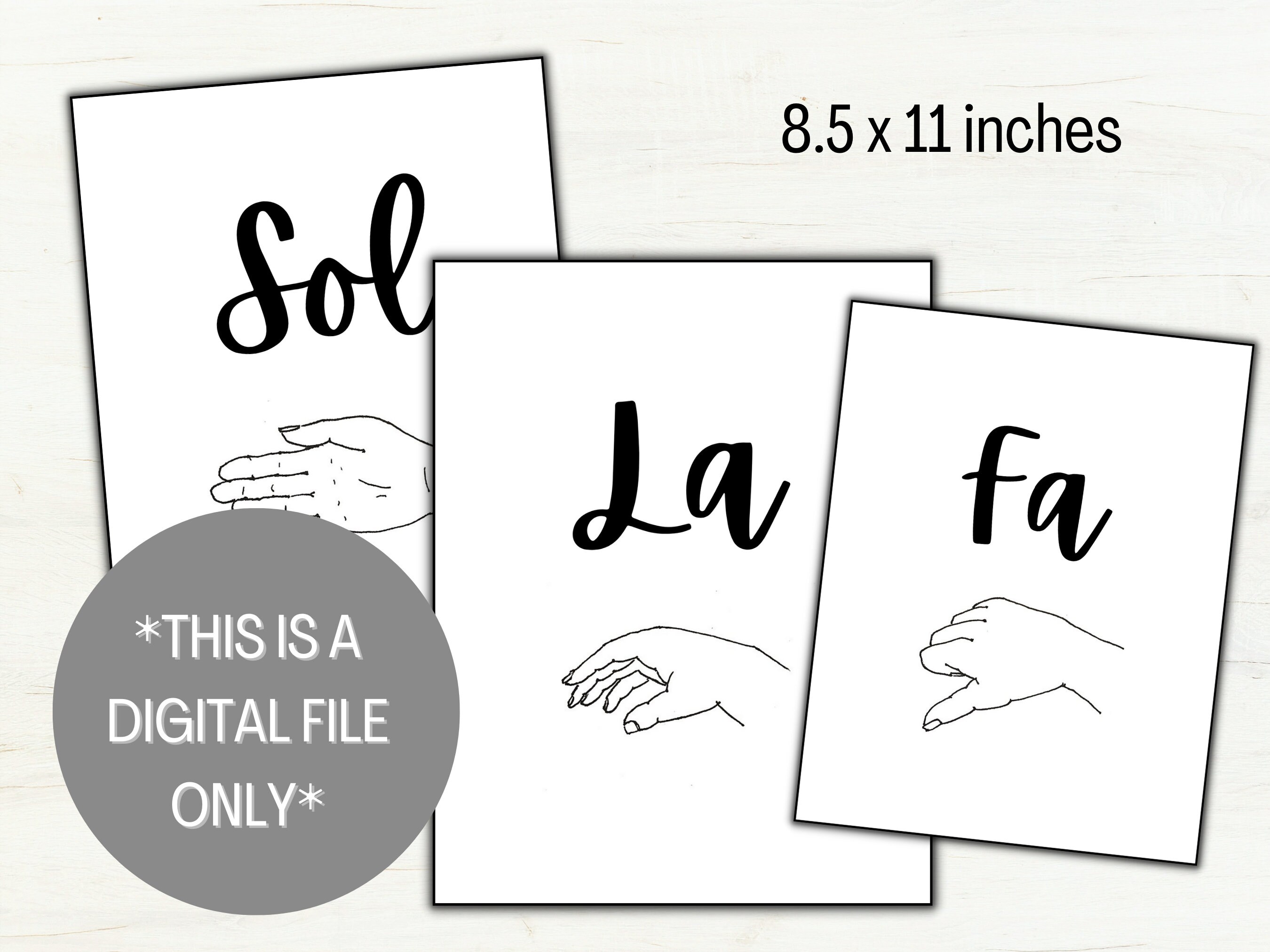 Solfege Posters for Choir Classroom, Solfege Hand Signs, Black and ...