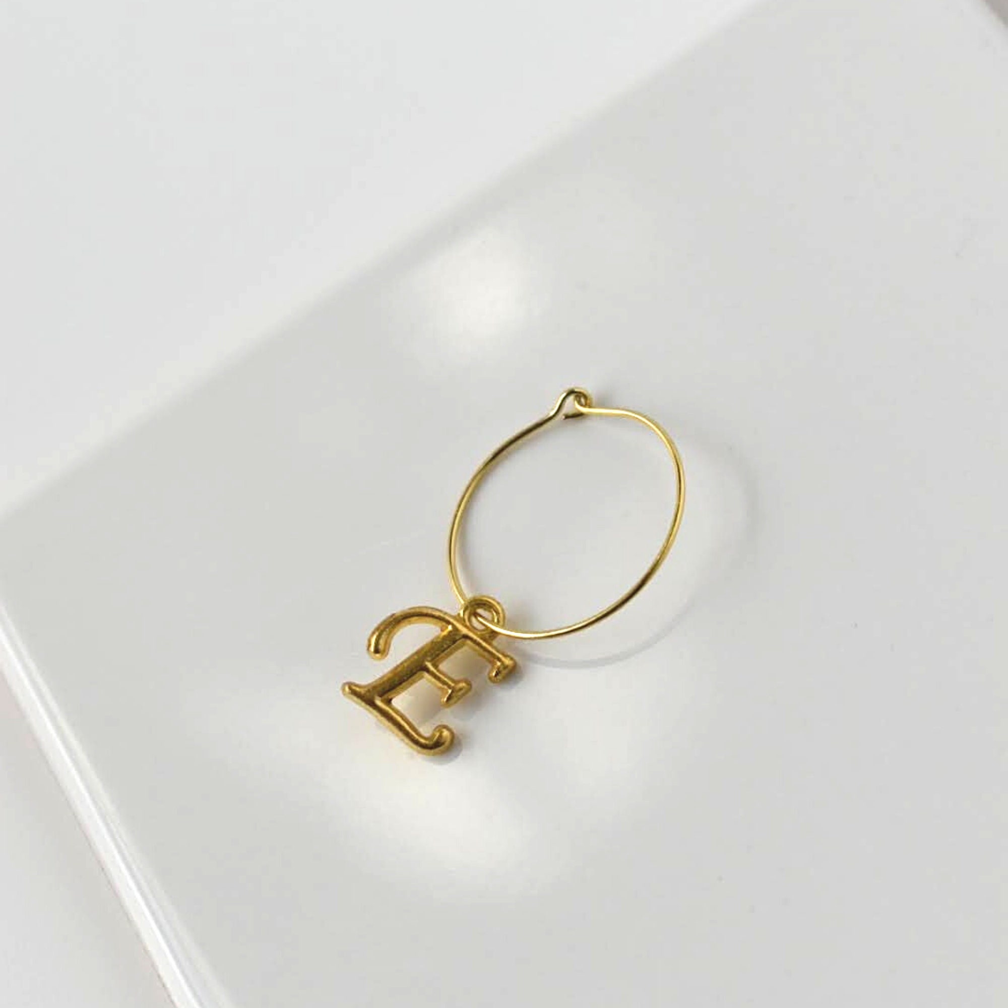 Custom Initial Earrings Gold Hoops Gold Letter Earrings - Etsy