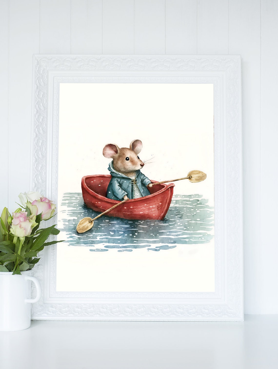 Mouse on a Rowing Boat Printable, Softness Art Print, Cottagecore ...